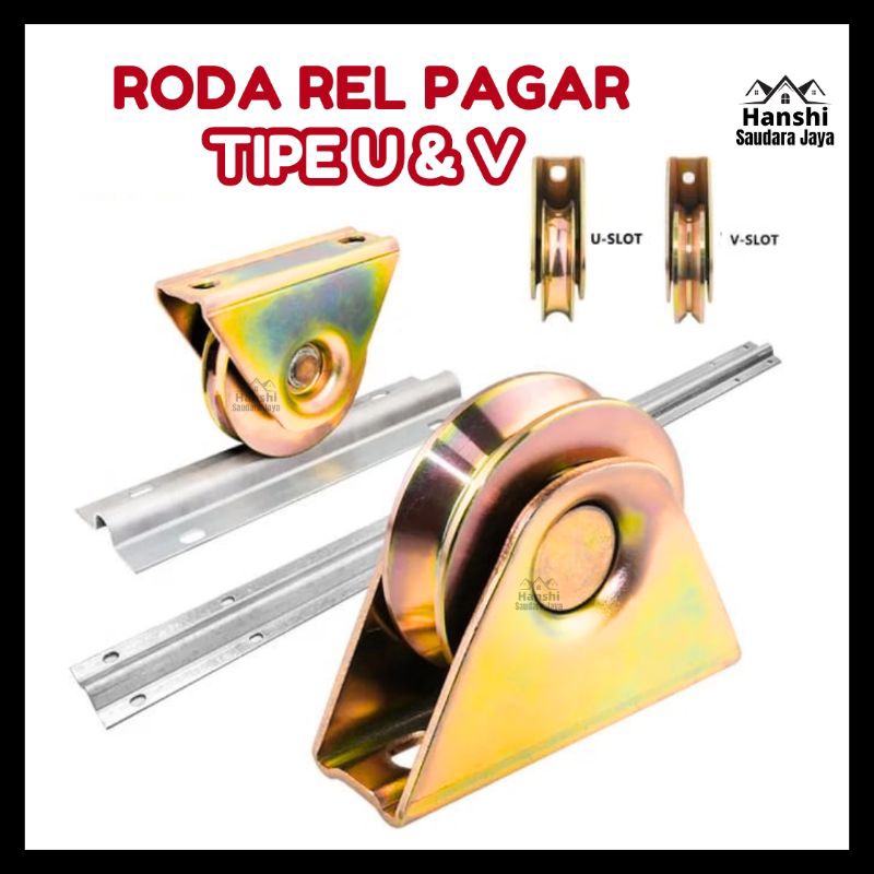 Jual Roda Pagar Rel Model U V 50mm 60mm 70mm / Roda Pintu Gerbang Rumah ...