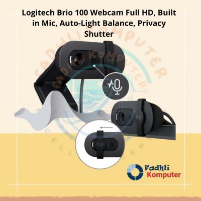 Jual Logitech Brio 100 Webcam Full HD, Built in Mic, Auto-Light Balance ...
