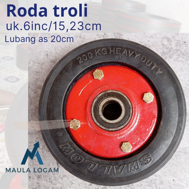 Jual roda troli 6 inch karet swallow | roda lorry ban mati tanpa angin ...