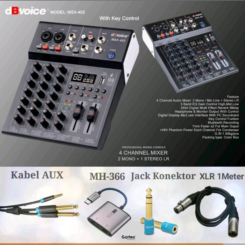 Jual Paket Mixer Audio dBvoice MSX402 Kabel AUX XLR OTG Live Streaming ...