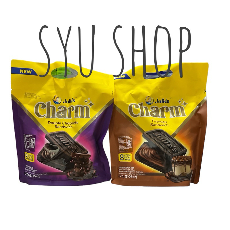 Jual Julies charm charms double chocolate tiramisu sandwich biscuit ...