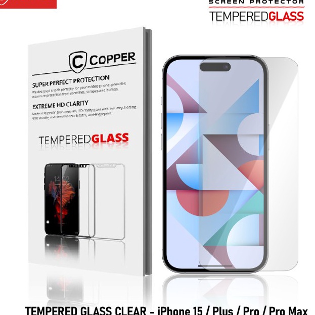 Jual iPhone 15 Pro Max Plus COPPER Tempered Glass Full Clear IP 15 PRO ...