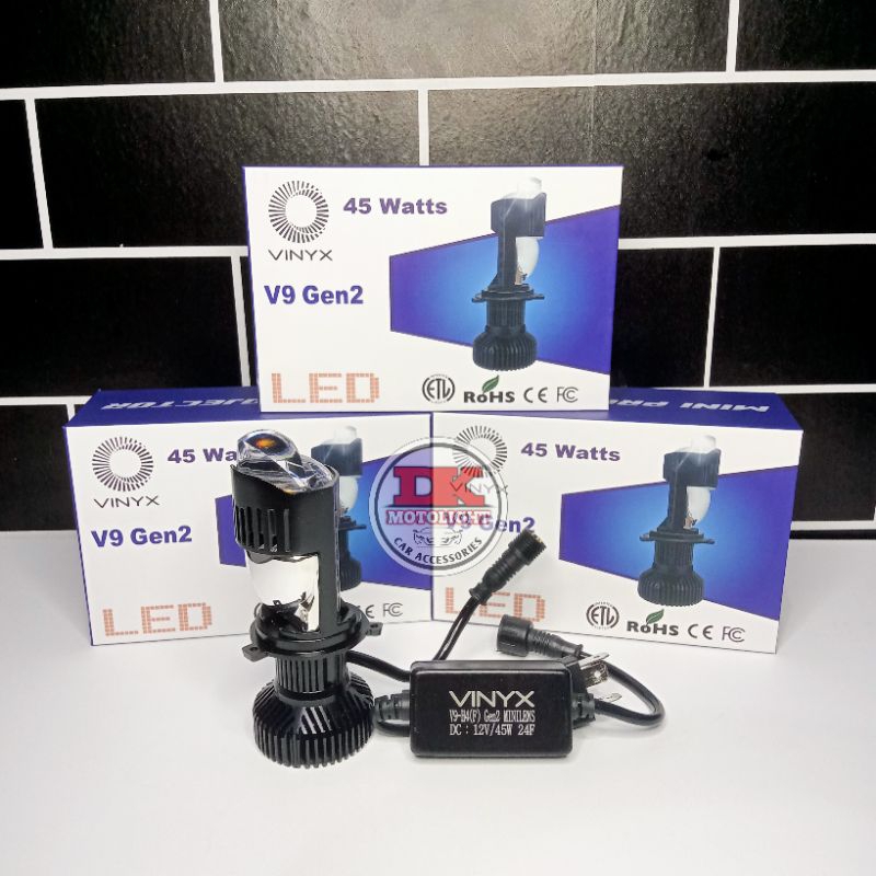 Jual Lampu Projector Mini Lens H4 VINYX V9 Pro Gen 2 | Headlamp Motor Mobil Putih Super Terang ...