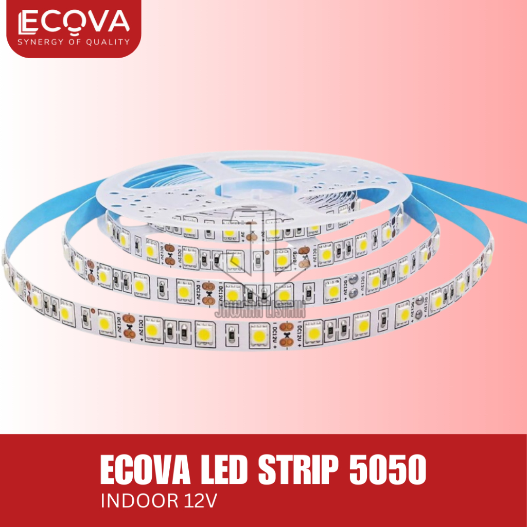 Jual ECOVA LED STRIP 36WATT/ROLL 5M 12V 5050 MATA BESAR SUPER BRIGHT ...