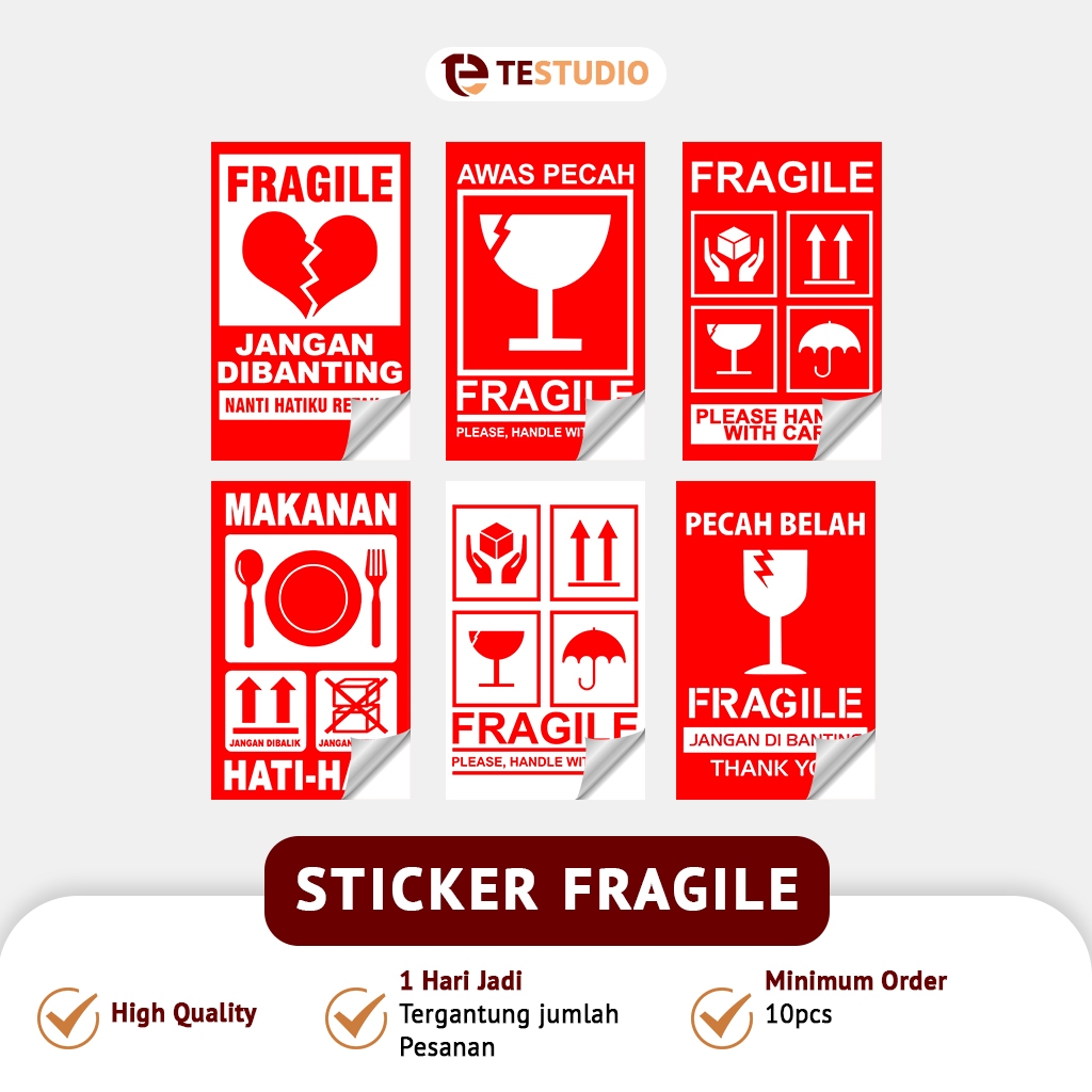 Jual Stiker Fragile Label Jangan dibanting Sticker Pengiriman Please ...