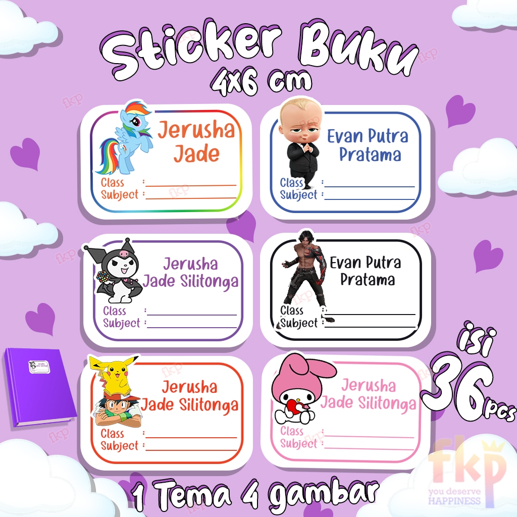 Jual Fun Kids Party 36 PCS Sticker Label Nama anak / Label nama anak ...