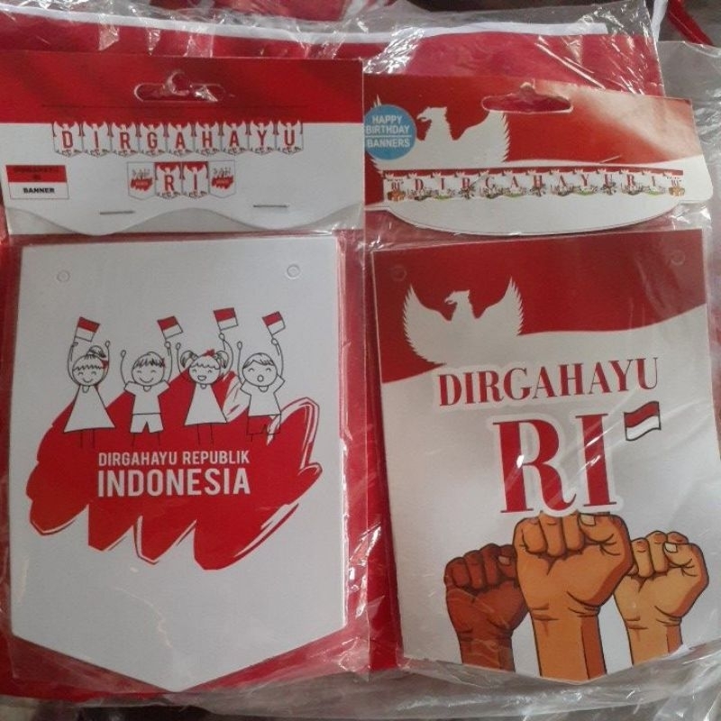 Jual Banner DIRGAHAYU RI / Bunting flag HUT RI Merah Putih | Shopee ...