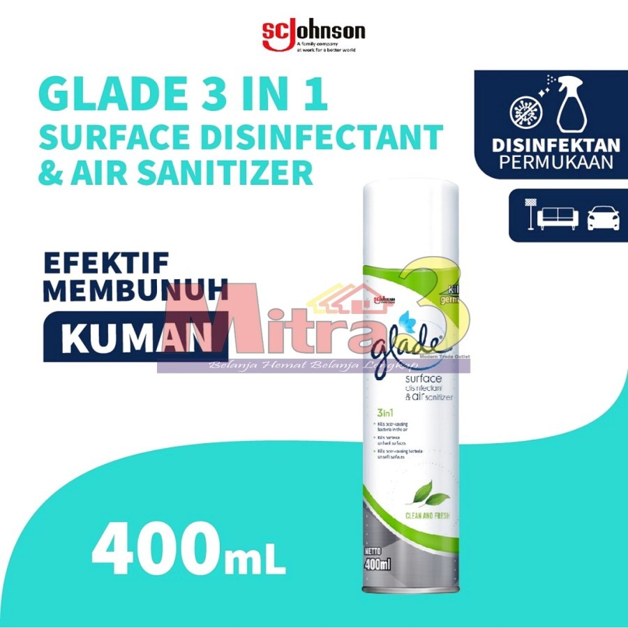 Jual Glade 3 in 1 Surface Disinfectant & Air Sanitizer 400 ml ...