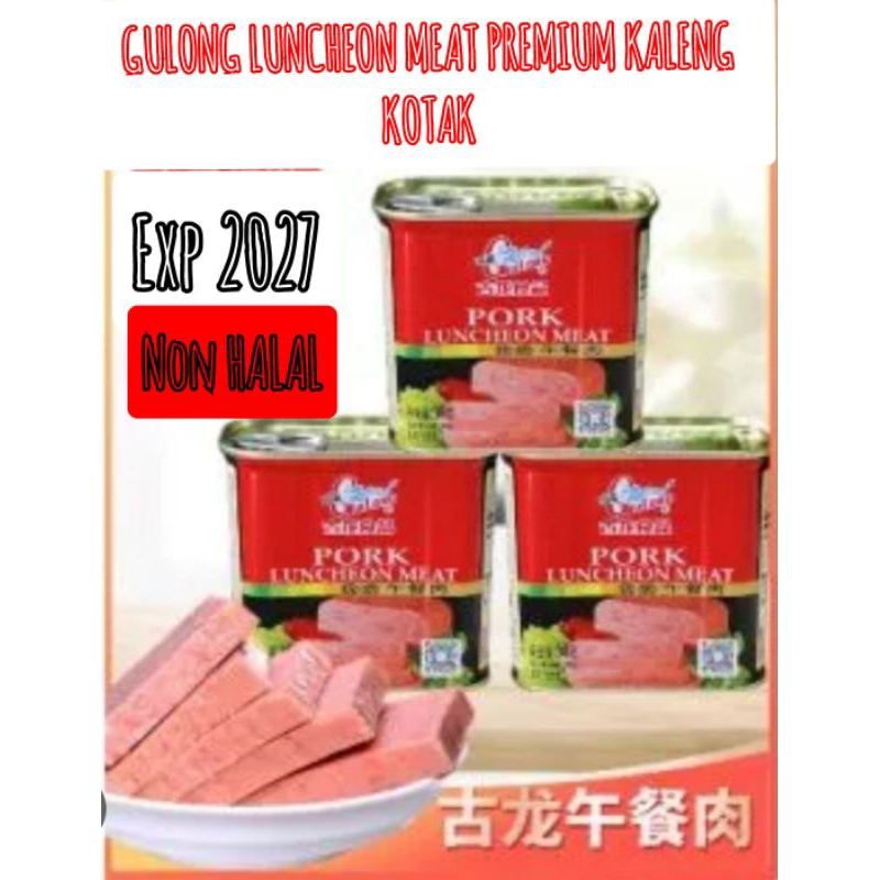 Jual Gulong PREMIUM MERAH Canned Ham Pork Luncheon Meat kaleng kotak / free pakiing kotak untuk ...