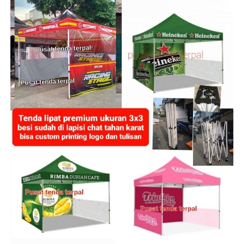 Jual Tenda lipat premium ukuran 3x3 bisa custom printing logo dan ...