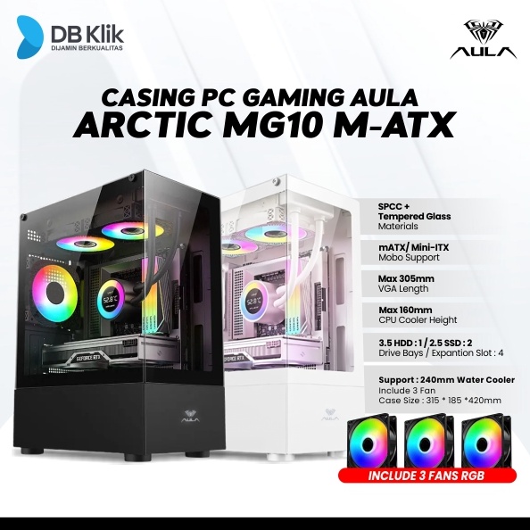 Jual KODE G28V Casing PC Gaming AULA ARCTIC MG1 MAtx Include 3 Fan ...