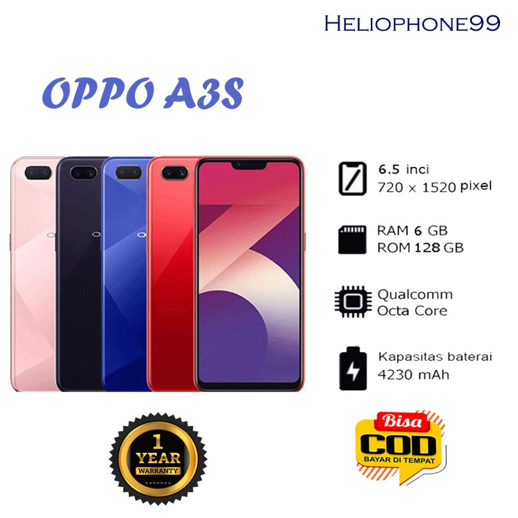 Jual OPPO A3S RAM 6/126GB SMARTPHONE DENGAN HARGA TIDAK BIKIN KANTONG BOLONG. | Shopee Indonesia