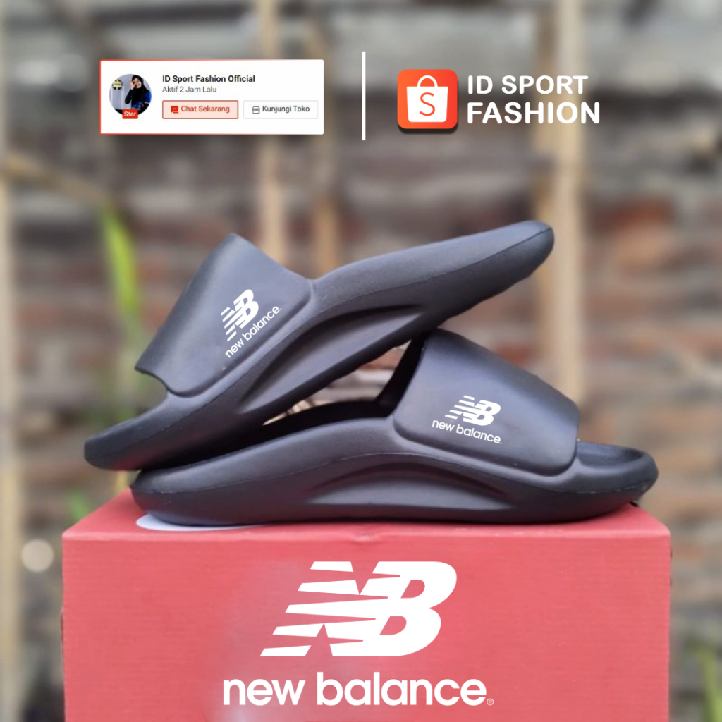Jual SANDAL NB ORIGINAL FULL BLACK SANDAL NEW BALANCE SLIDE SLOP PRIA ...