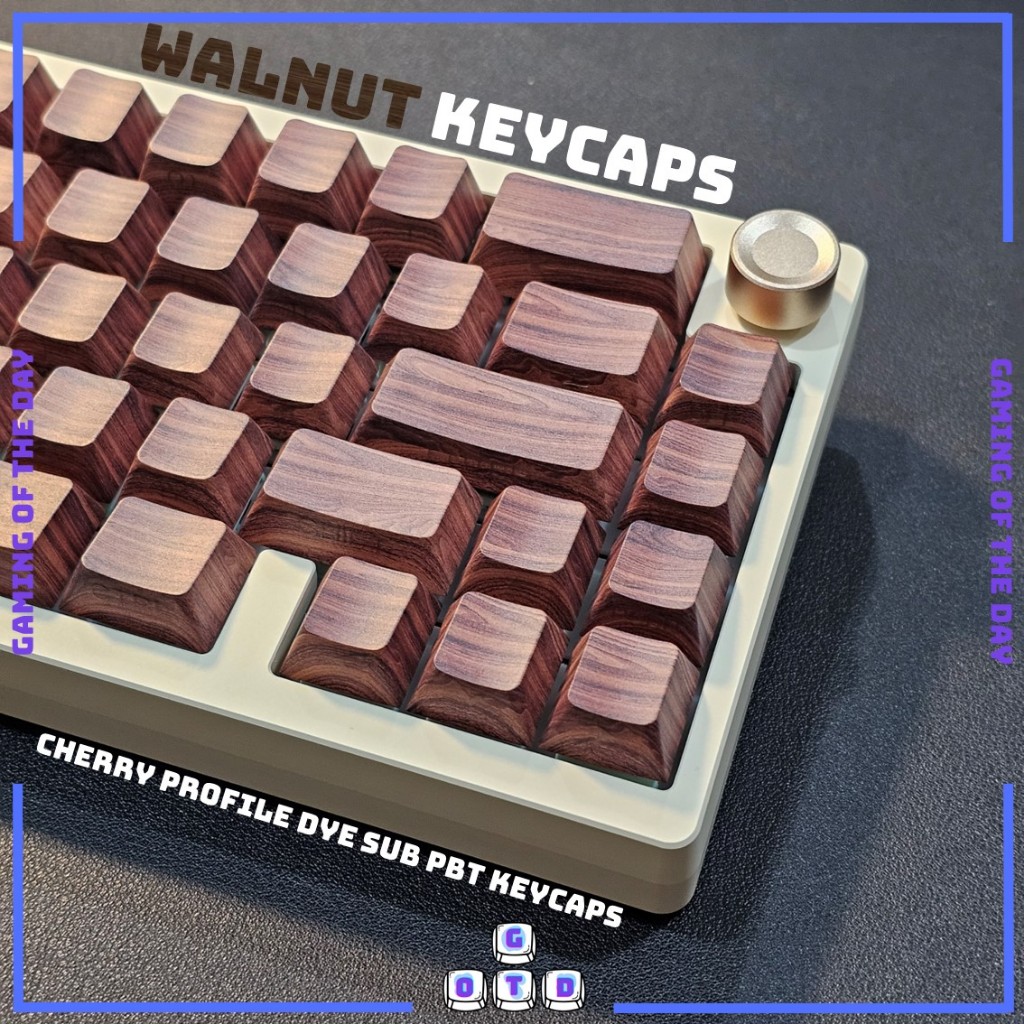 Jual Walnut Wooden Keycaps Side Letter Side Print Cherry Profile Dye ...