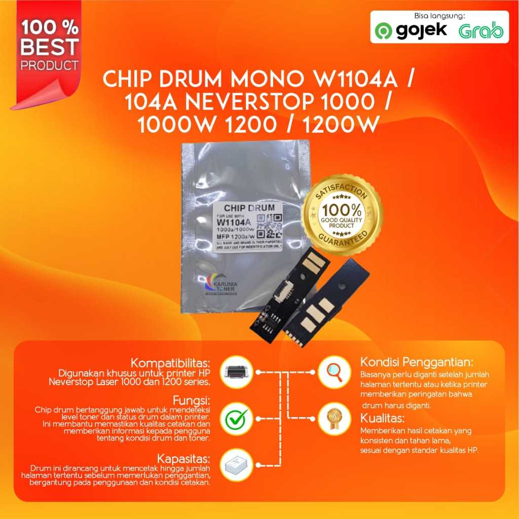 Jual CHIP DRUM W1104 HP LASERJET NEVERSTOP 1000 1200 104A 1000W 1200W ...