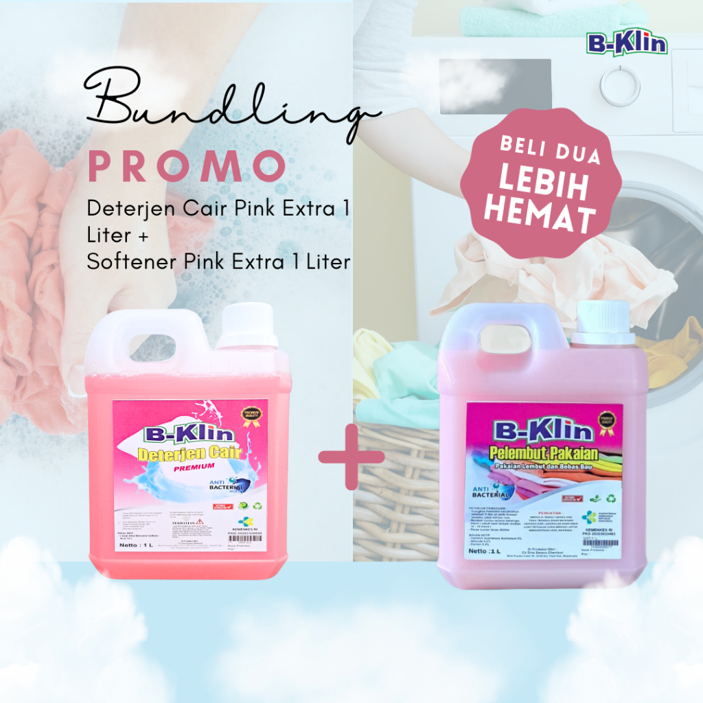 Jual B-Klin Bundling Deterjen Cair Pink 1 Liter + Softener Pink 1 Liter ...