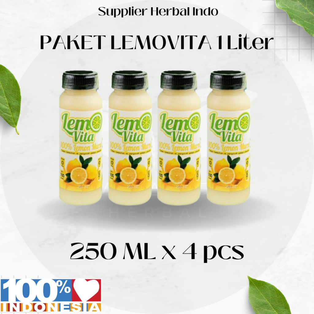Jual Paket 1000 ml (250 ml x 4) Sari Lemon Lemovita Jus Organik Botol ...