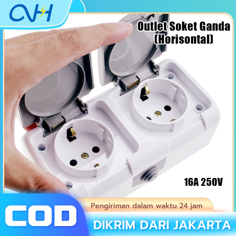 Jual Stop Kontak 2 Gang Arde 2151 (Harga Grosir) Tahan Air Waterproof ...