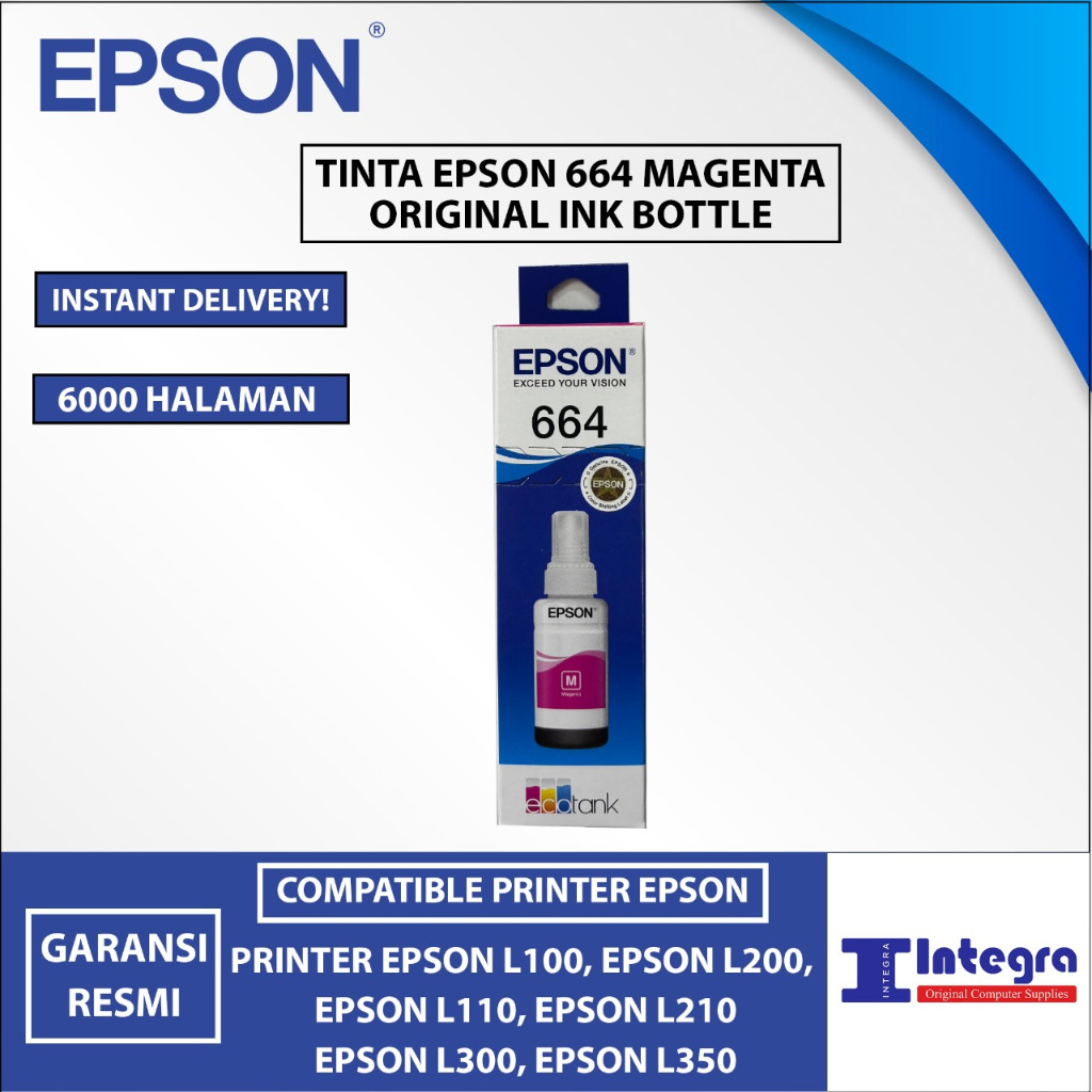 Jual Tinta Epson 664 Magenta Original Printer Ink Epson L100 L120 L121 L1300 | Shopee Indonesia