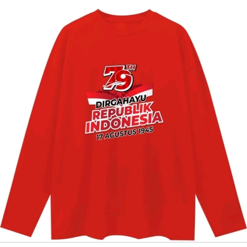 Jual Kaos Kemerdekaan Hut RI ke 79 Lengan Panjang Unisex Kaos Indonesia Merdeka | Shopee Indonesia