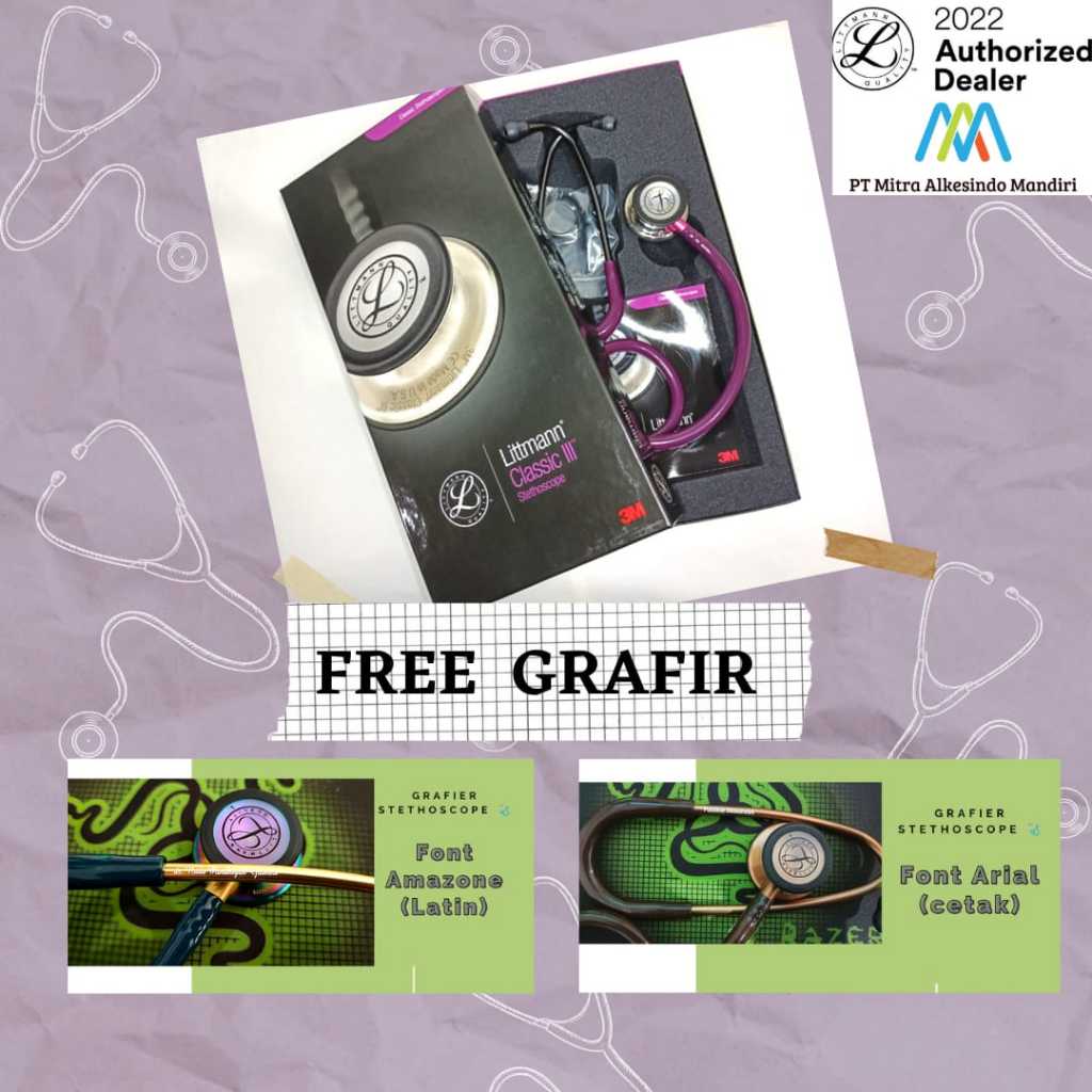 Jual 3M Littmann Stethoscope Classic III Plum Mirror Finish Pink Stem ...