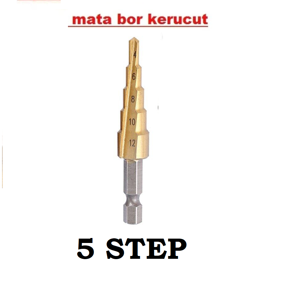Jual MATA BOR PAGODA 5 STEP - MULTI STEP DRILL - MATA BOR TITANIUM ... Jual MATA BOR PAGODA 5 STEP - MULTI STEP DRILL - MATA BOR TITANIUM ...