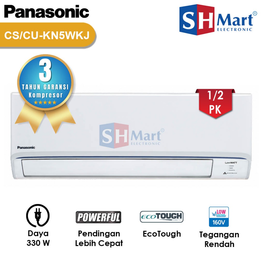 Jual AC PANASONIC 1/2 PK LOW WATT CS-KN5WKJ SI-BIRU / AC 1/2PK KN5WKJ ...