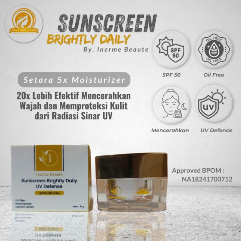 Jual Inerme Beaute Sunscreen Brightly Daily Uv Defence SPF 50 Approve ...