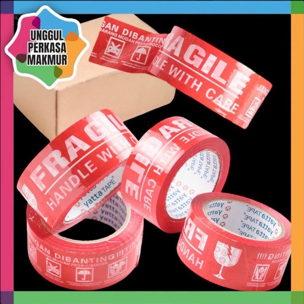 Jual Lakban Fragile 2 Inch Yatta Tape 48 mm X 90 yard Isolasi Selotip ...