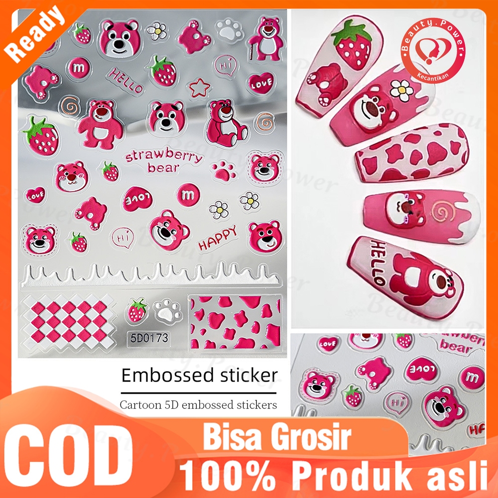 Jual Cartoon Stiker Kuku Nail Embossed Sticker DIY Ultra Thin Cute ...