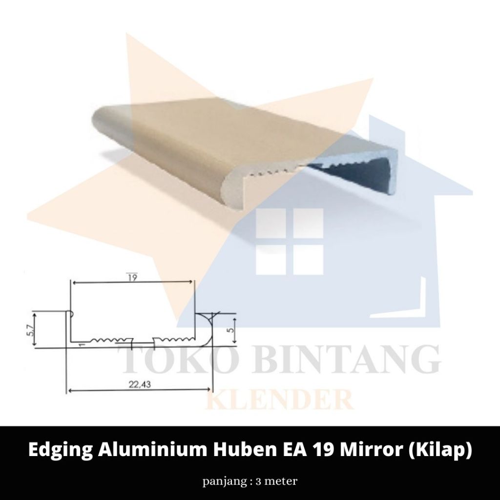 Jual Edging Aluminium Huben EA 19 Mirror (Kilap) | Shopee Indonesia