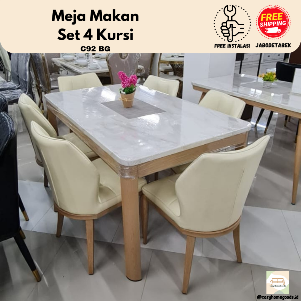 Jual Meja Makan Marmer - Minimalis - Set 4 Kursi - C92 BG | Shopee Indonesia