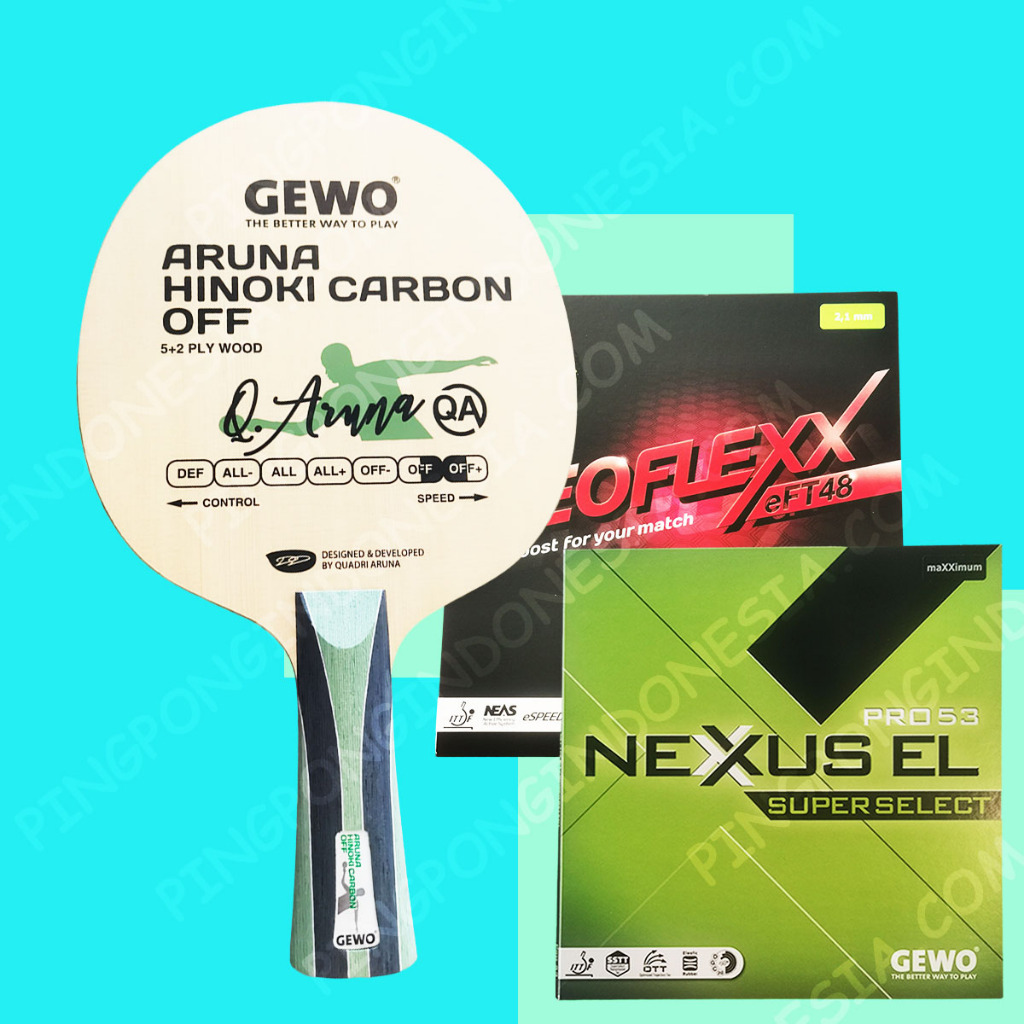 Jual Paket GEWO Aruna Hinoki Carbon OFF & Neoflexx 48 - Set Rakitan Blade Kayu Pingpong Tenis ...