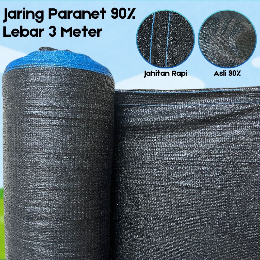 Jual PARANET 90% LEBAR 3 METER / JARING HITAM PENEDUH PANAS SINAR ...