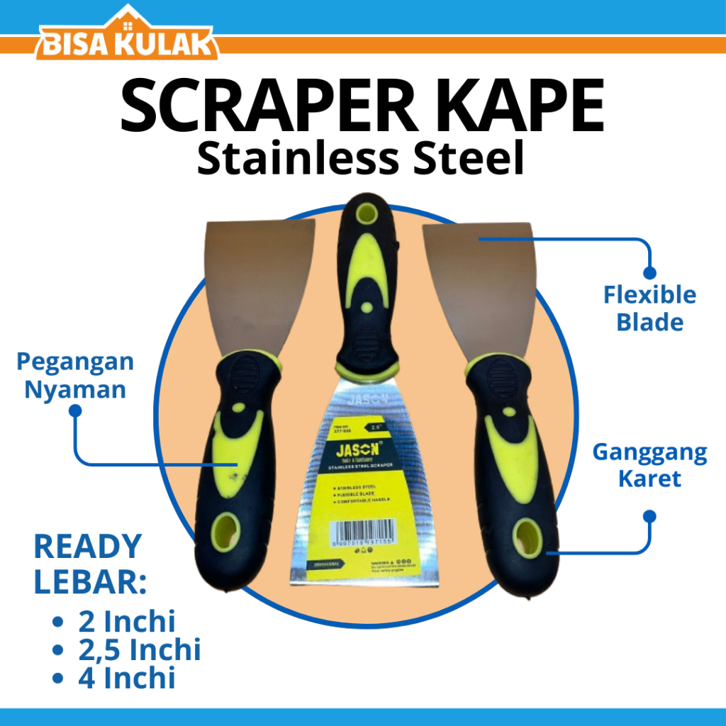 Jual Kapi Cat Stainless Ganggang Karet / scraper stainless / scraper ...