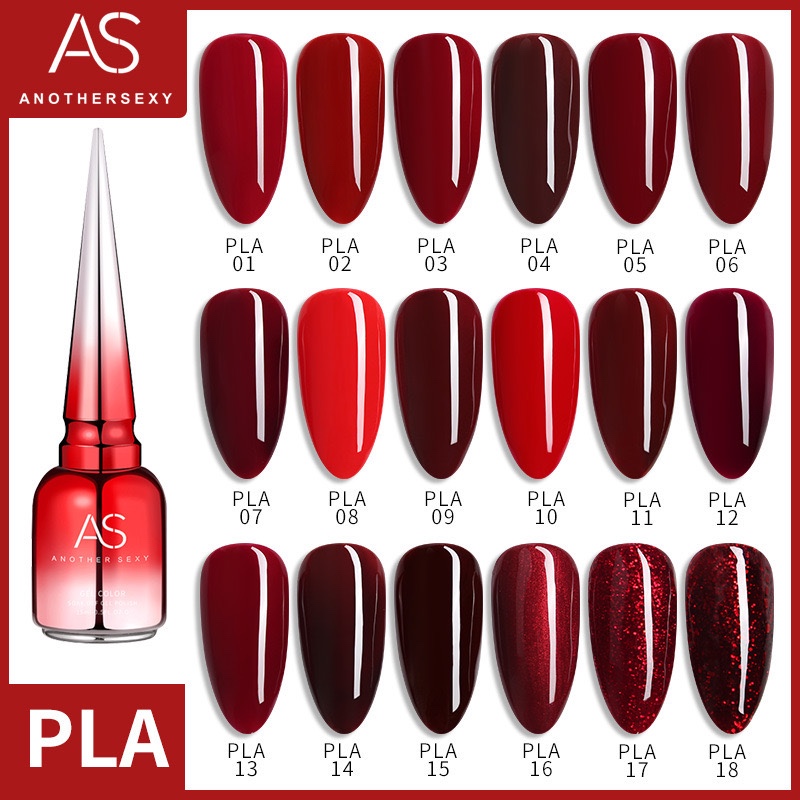 Jual Kutek Gel AS Edisi PLA Merah Marun Maroon Red Nail Gel Polish Long ...