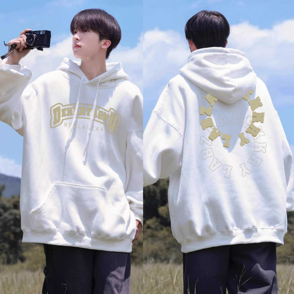 Jual NASA IDOL Jaket Sweater Hoodie Boxy Pria Oversize Putih Lengan ...