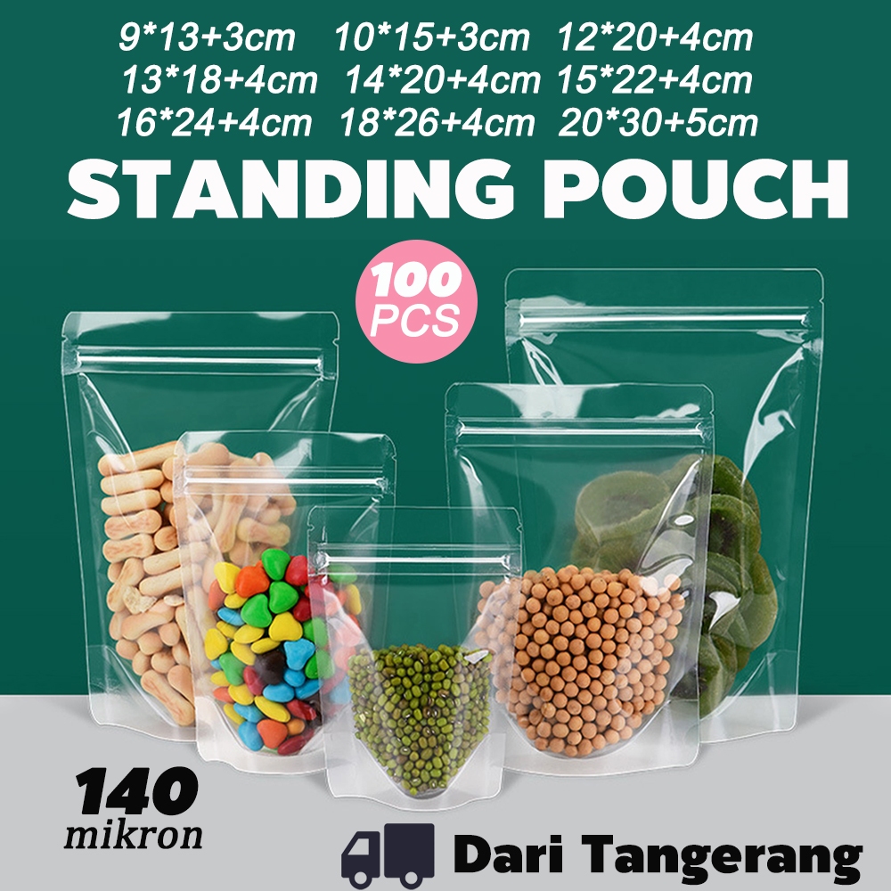Jual 100PCS Plastik Snack Klip Ziplock Kemasan Makanan Standing Pouch ...
