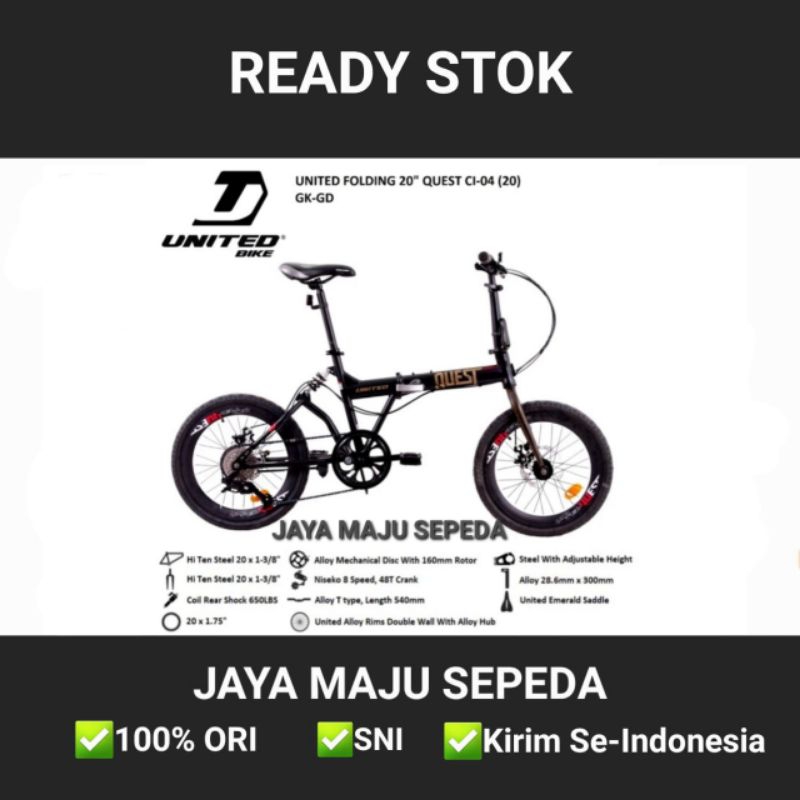 Jual Sepeda Lipat UNITED Quest 20 Inch 8sp | Shopee Indonesia
