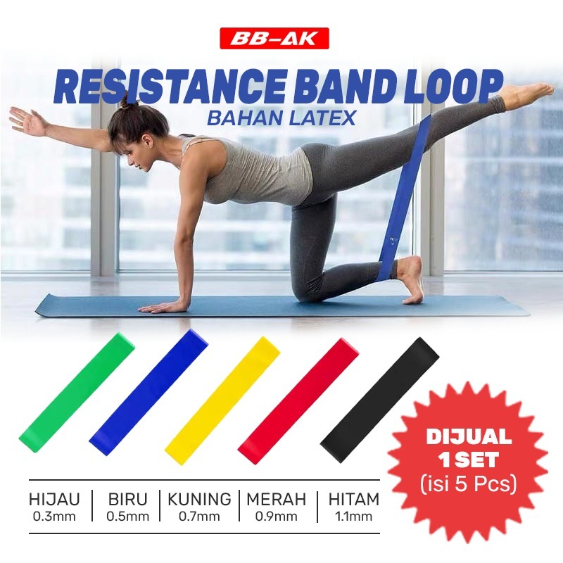 Jual BBAK Tali Resistance Loop Bands 1 Set isi 5pcs Elastis Fitness ...