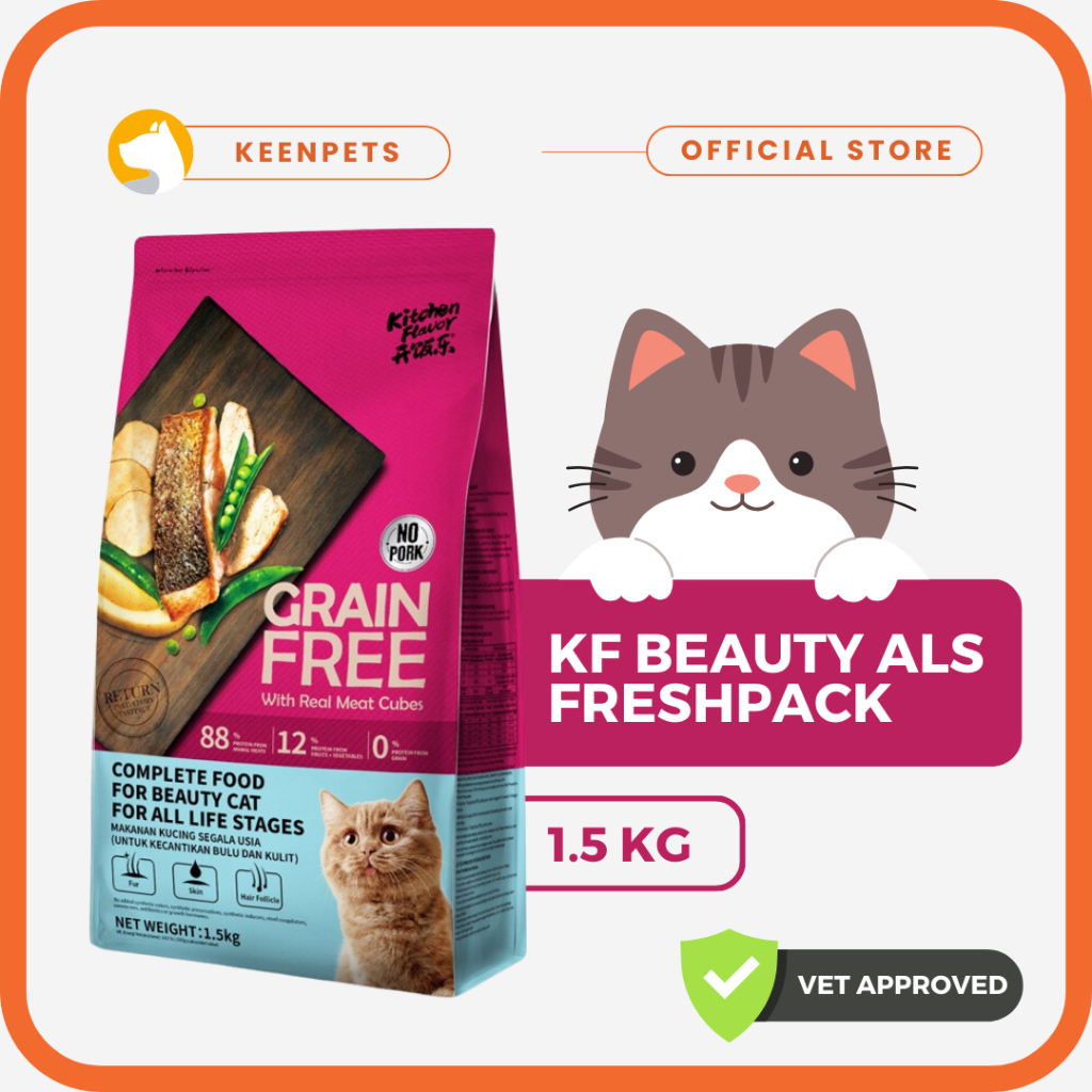 Jual KF Kitchen Flavor Grain Free Beauty For All Life Stages Cat Food 1 ...