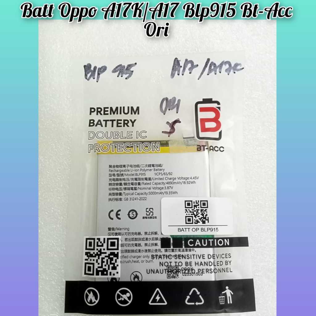 Jual Battery Baterai Batt Oppo A17 A17K A57 5G Blp915 Ori BT-ACC Batre Blp915 Original BTACC ...