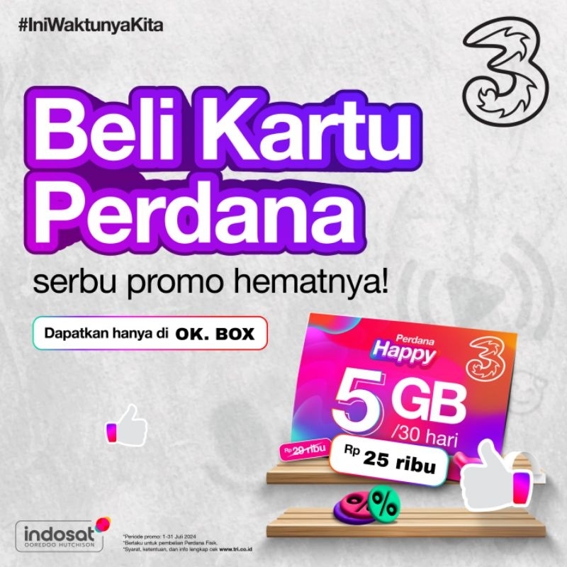 Jual Kartu Perdana TRI Kuota 5GB 24Jam selama 30 hari Segel Nasional | Shopee Indonesia