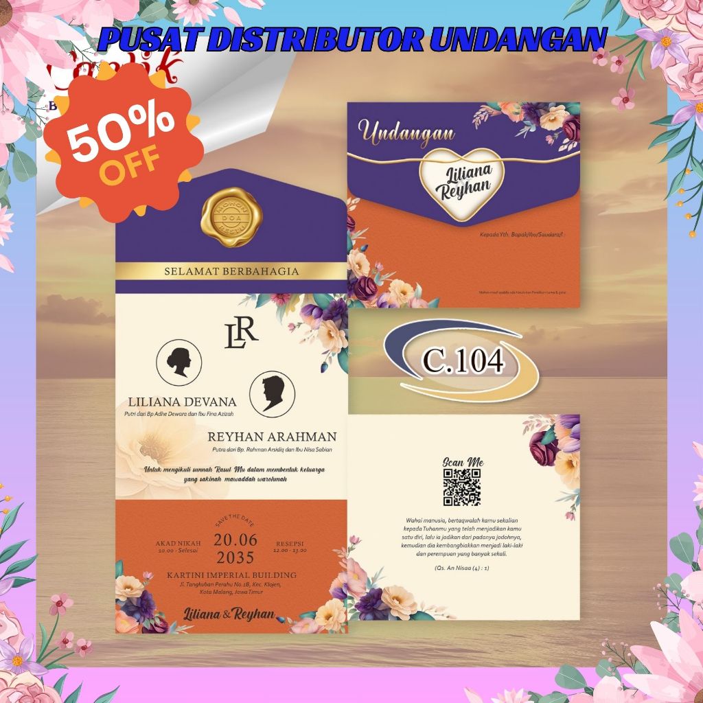 Jual Blangko Undangan Cantik 104 | Blangko Undangan Murah| Blangko Undangan| Blangko Kosong ...