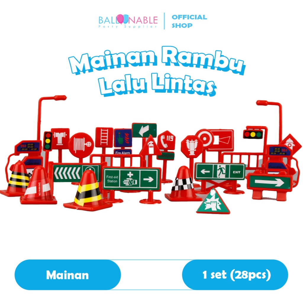 Jual 28pc Mainan Rambu Lalu Lintas / Lampu Laly Lintas / Traffic Signs ...