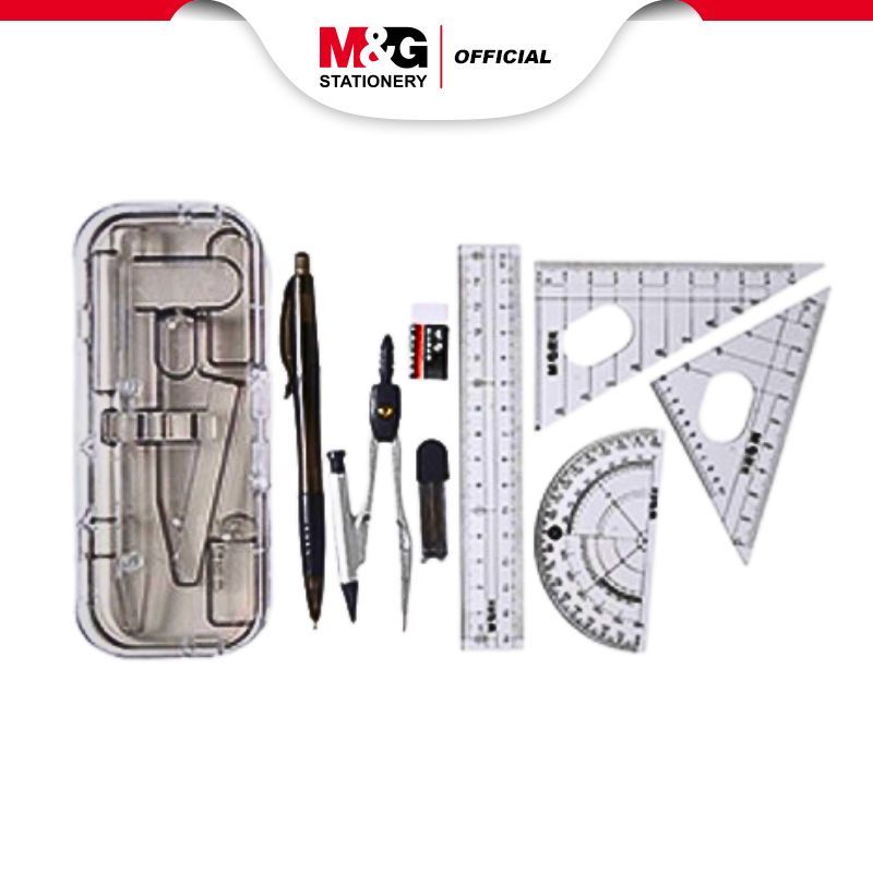Jual M&G Penggaris Ruler Set Skala Akurat / Compass Set Isi Penggaris ...