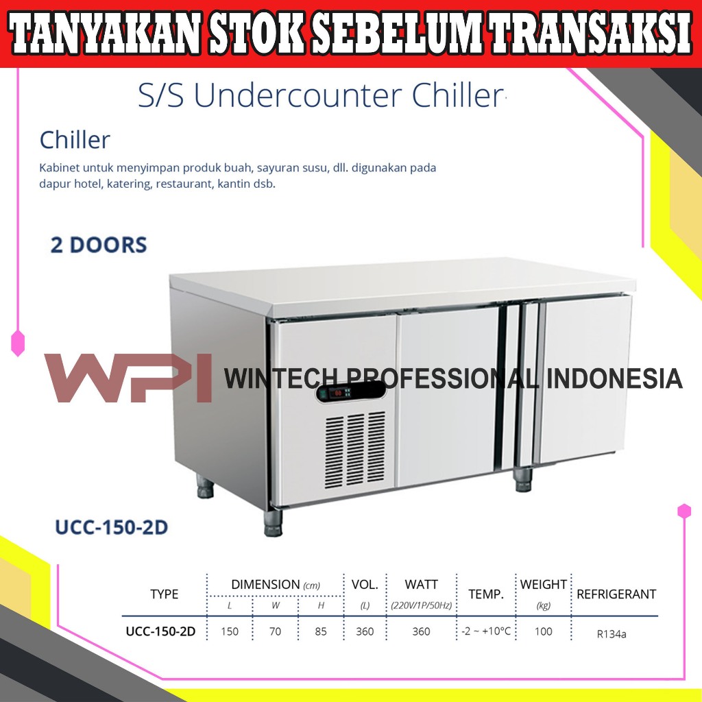 Jual Gea UCC-150-2D SS Kitchen Refrigeration Undercounter Chiller 2 ...