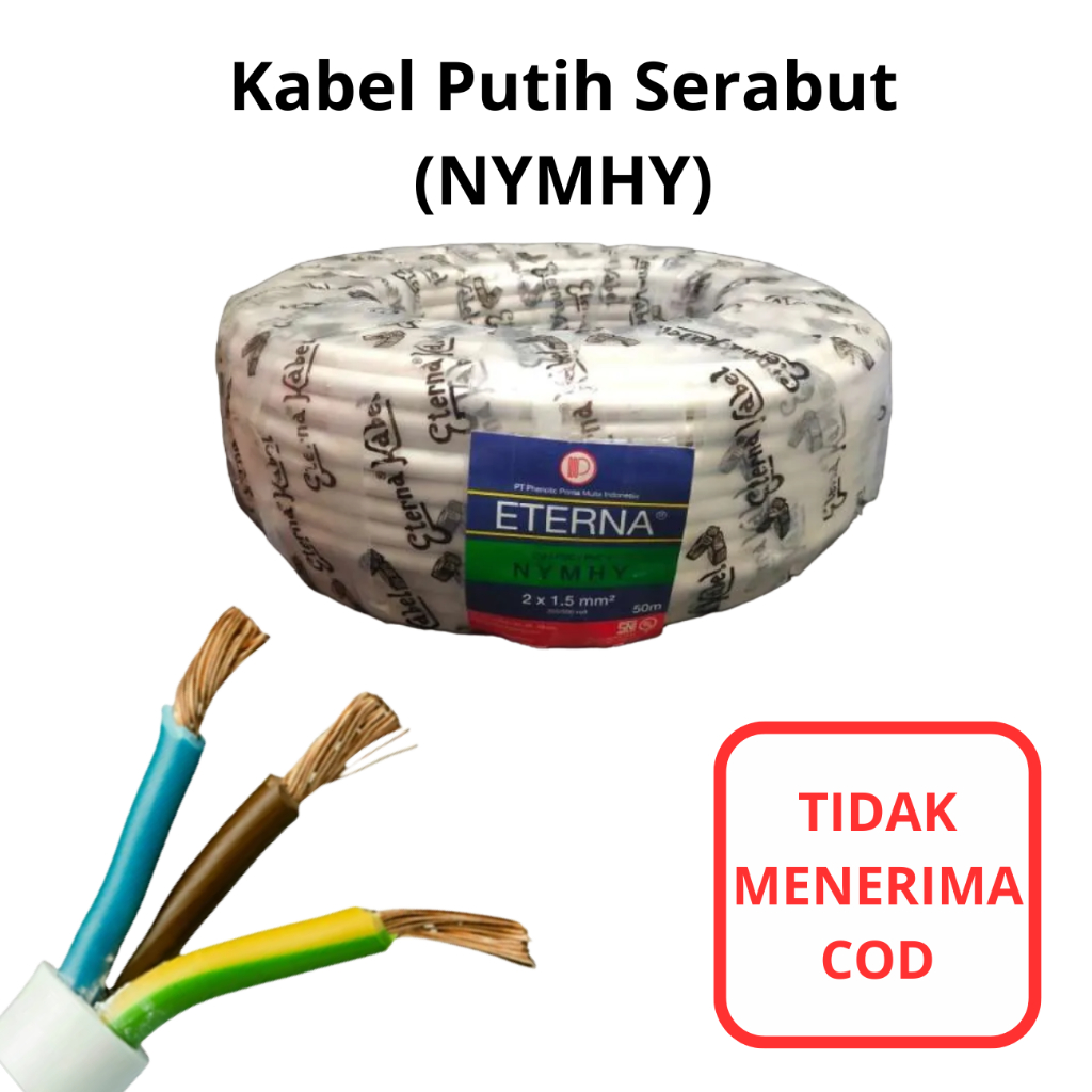 Jual Eterna Kabel Serabut NYMHY 2x0.75 - 2x1,5 - 2x2,5 - 2x4 Eceran /Meter Kabel Listrik Kawat ...