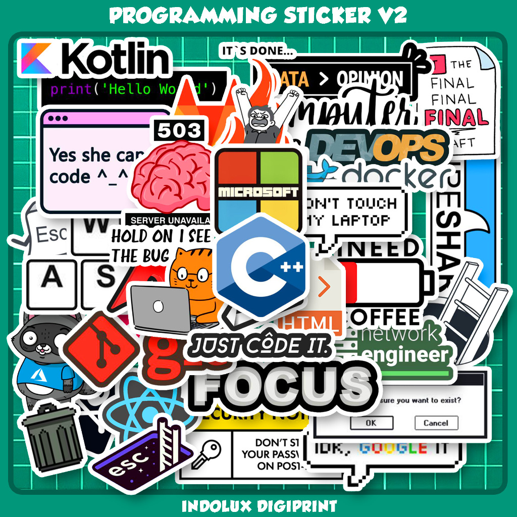 Jual Sticker 50 Pcs Programmer Pack Anti Air Stiker komputer Coding IT ... Jual Sticker 50 Pcs Programmer Pack Anti Air Stiker komputer Coding IT ...