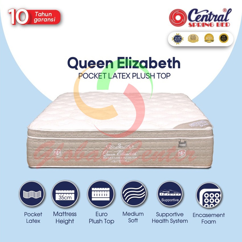 Jual KASUR Central Queen Elizabeth Pocket Spring Latex Plush Top ...